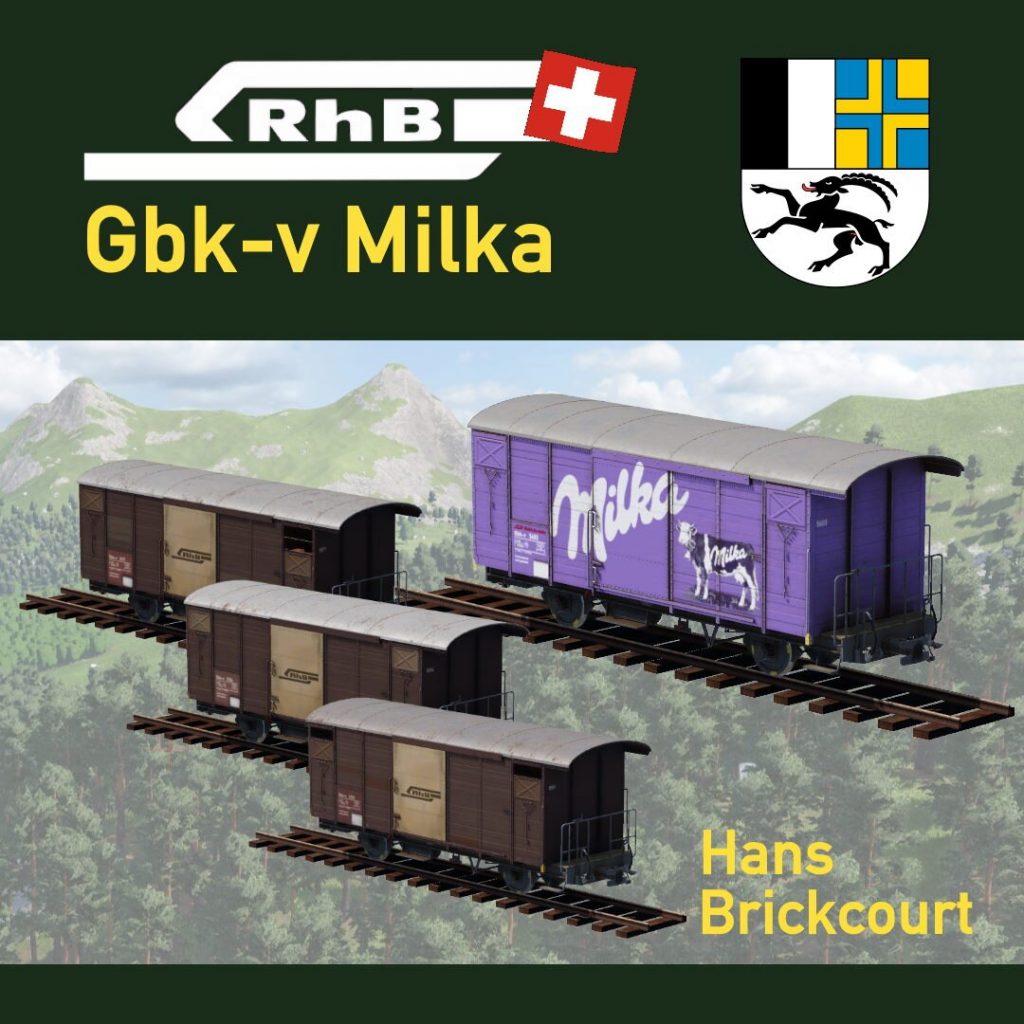 RhB Gbk-v Milka set freight cars | Transport Fever 2 Mod Download